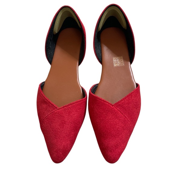 SHEIN | Shoes | Shein Red Minimalist Dorsay Flats With Pointed Toe ...